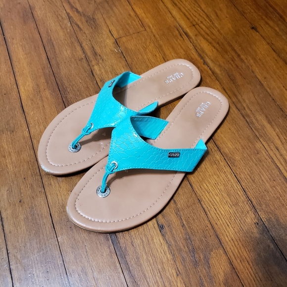 Chaps | Shoes | Chaps Sandals T Strap Teal 85 | Poshmark